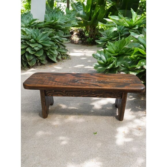 Vintage | Accents | Vintage Rustic Primitive Step Stool Etched Wood 8 ...